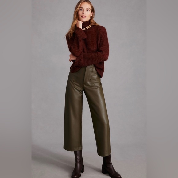 Maeve | Pants & Jumpsuits | Nwt Colette Cropped Wide Leg Faux Leathr ...